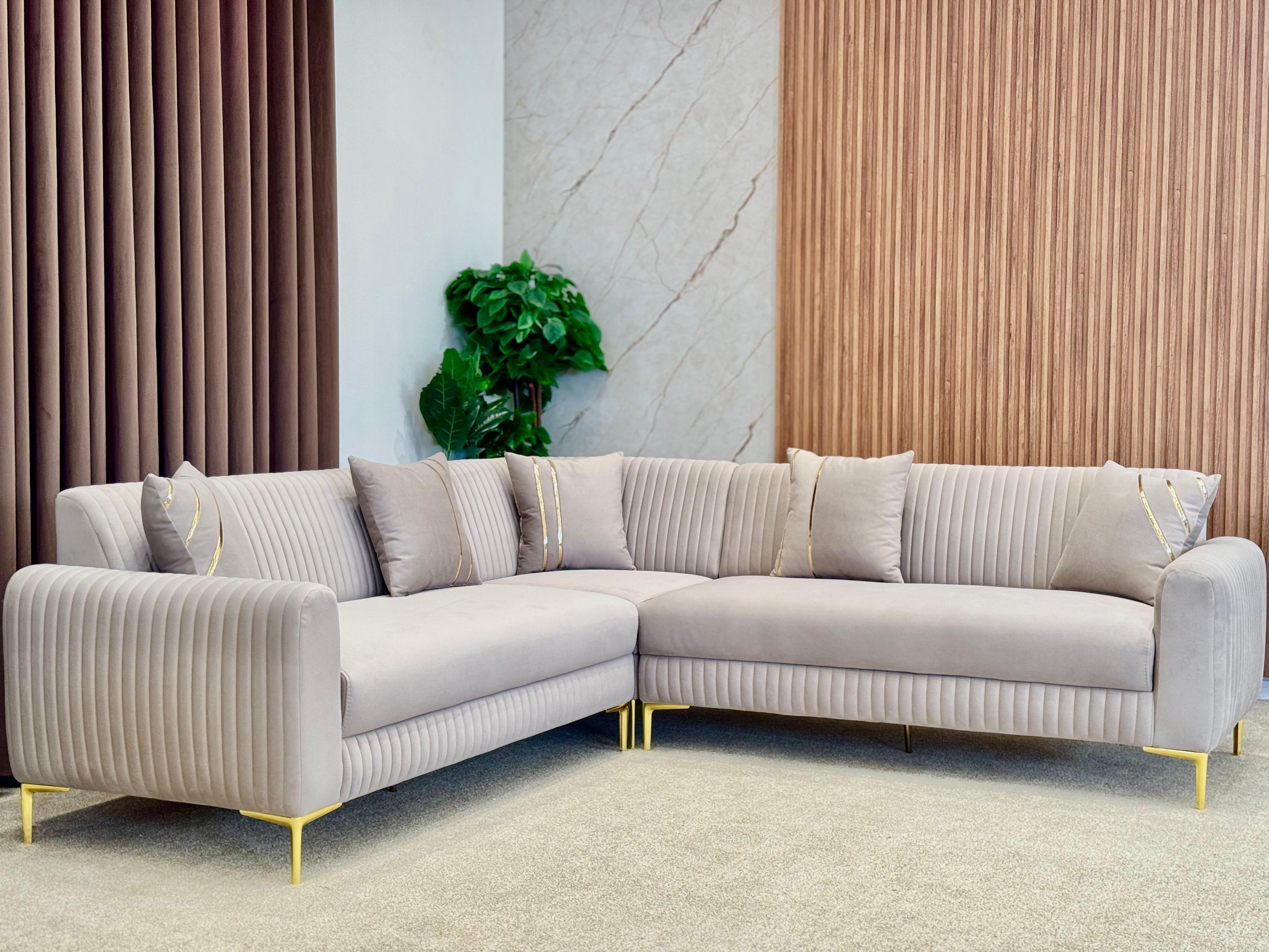 Doka Corner / 3+2 Sofa – Silver Beauty Furniture